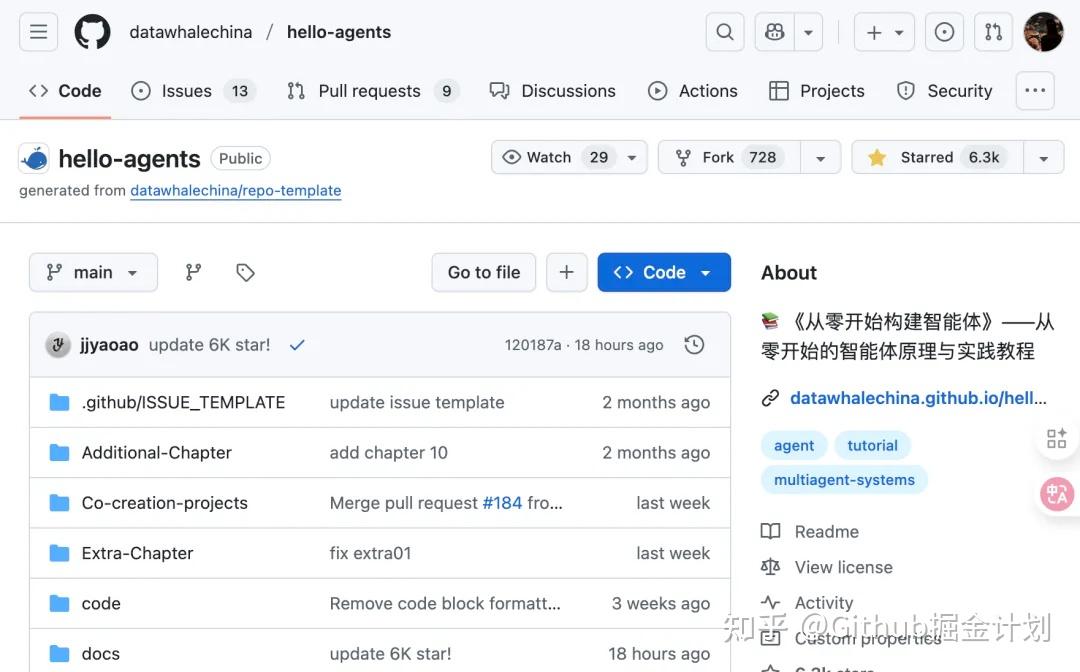 GitHub 狂揽 6.3k Star！AI Agent 系统学习教程爆火！ - 知乎
