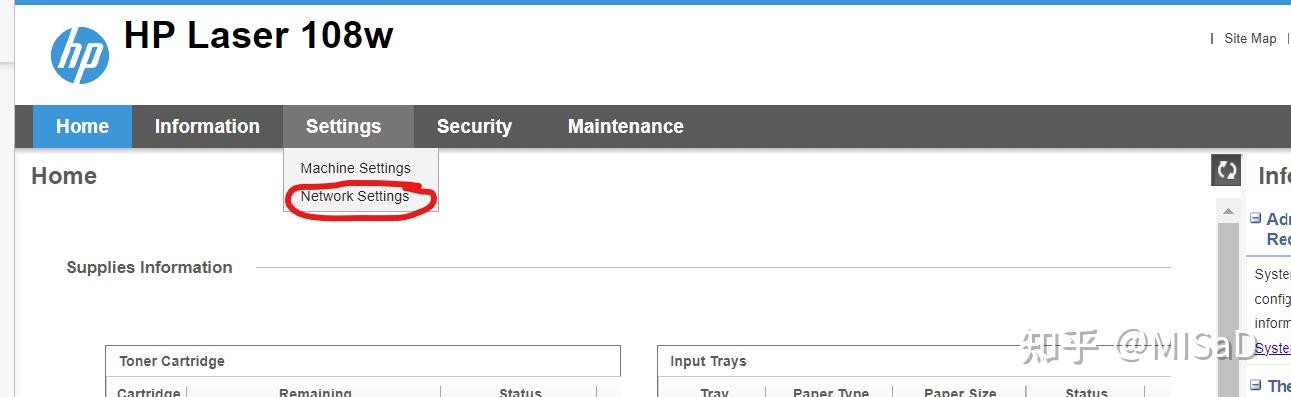 HP Laser 108w网络连接说明 - 知乎