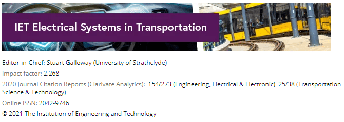 首获IF的新晋交通电气系统优刊IET Electrical Systems in Transportation - 知乎