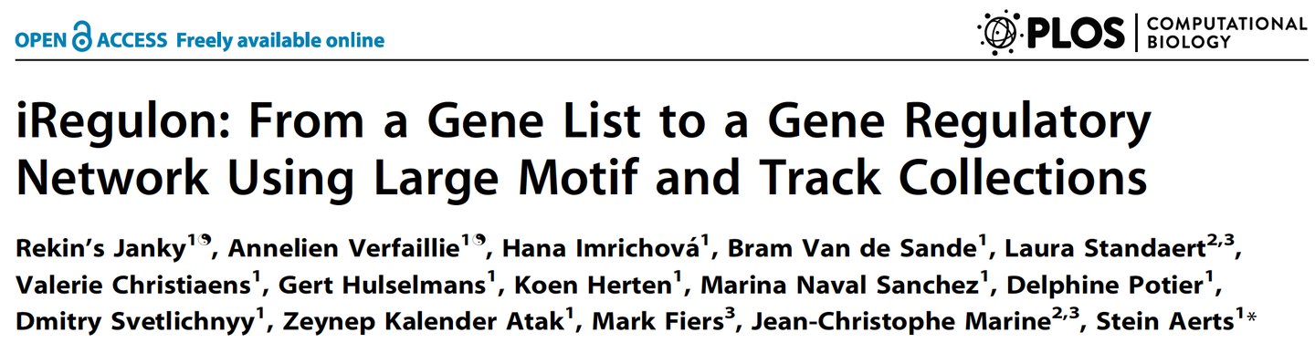 iRegulon：从基因列表到调控网络 - 知乎