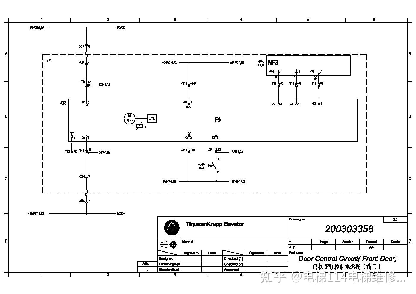 蒂森GL1电梯电气原理图 - 知乎