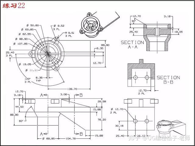 UG高手分享22张UG绘图快速入门练习图纸！ - 知乎