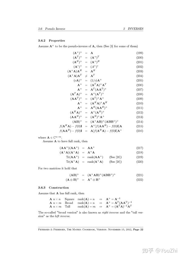 矩阵微积分公式查表(The Matrix Cookbook) - 知乎
