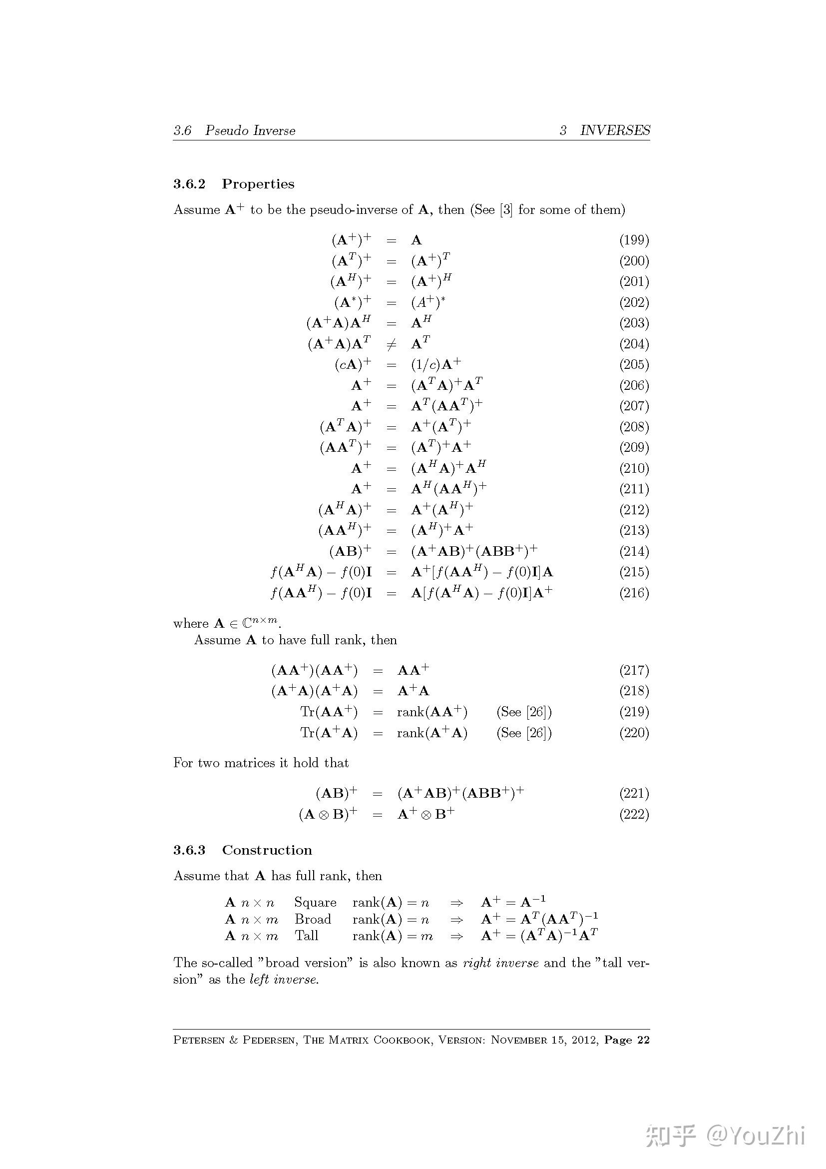矩阵微积分公式查表(The Matrix Cookbook) - 知乎