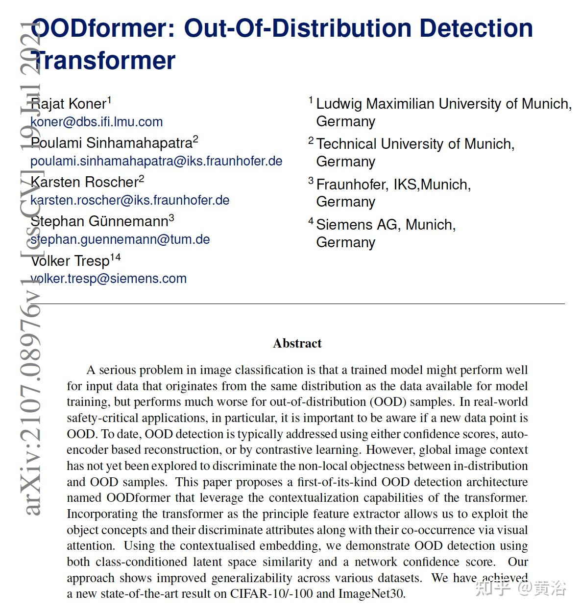 最新论文：OODformer-OOD Detection Transformer - 知乎