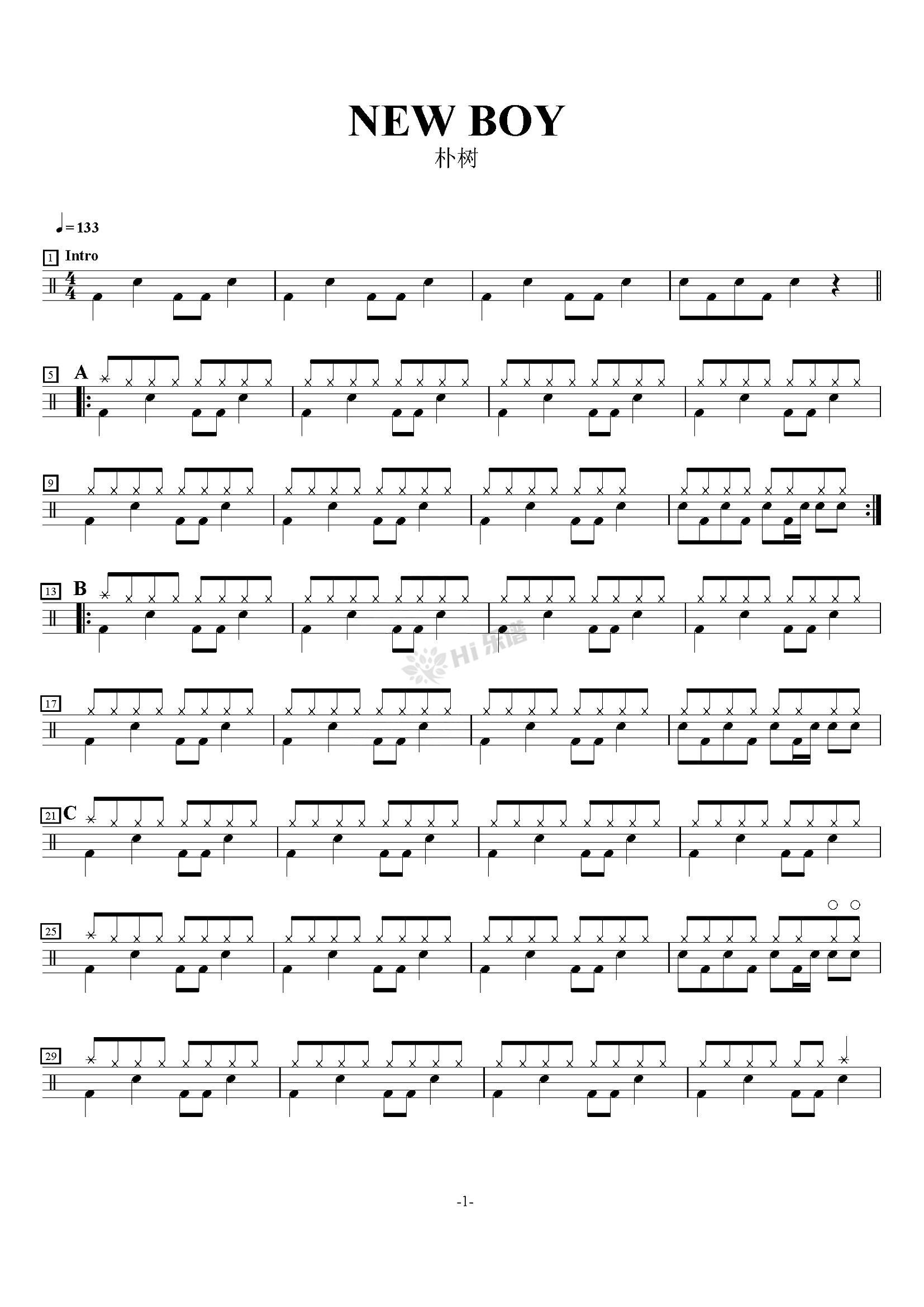 《NEW BOY》 朴树 & 架子鼓谱 - 知乎