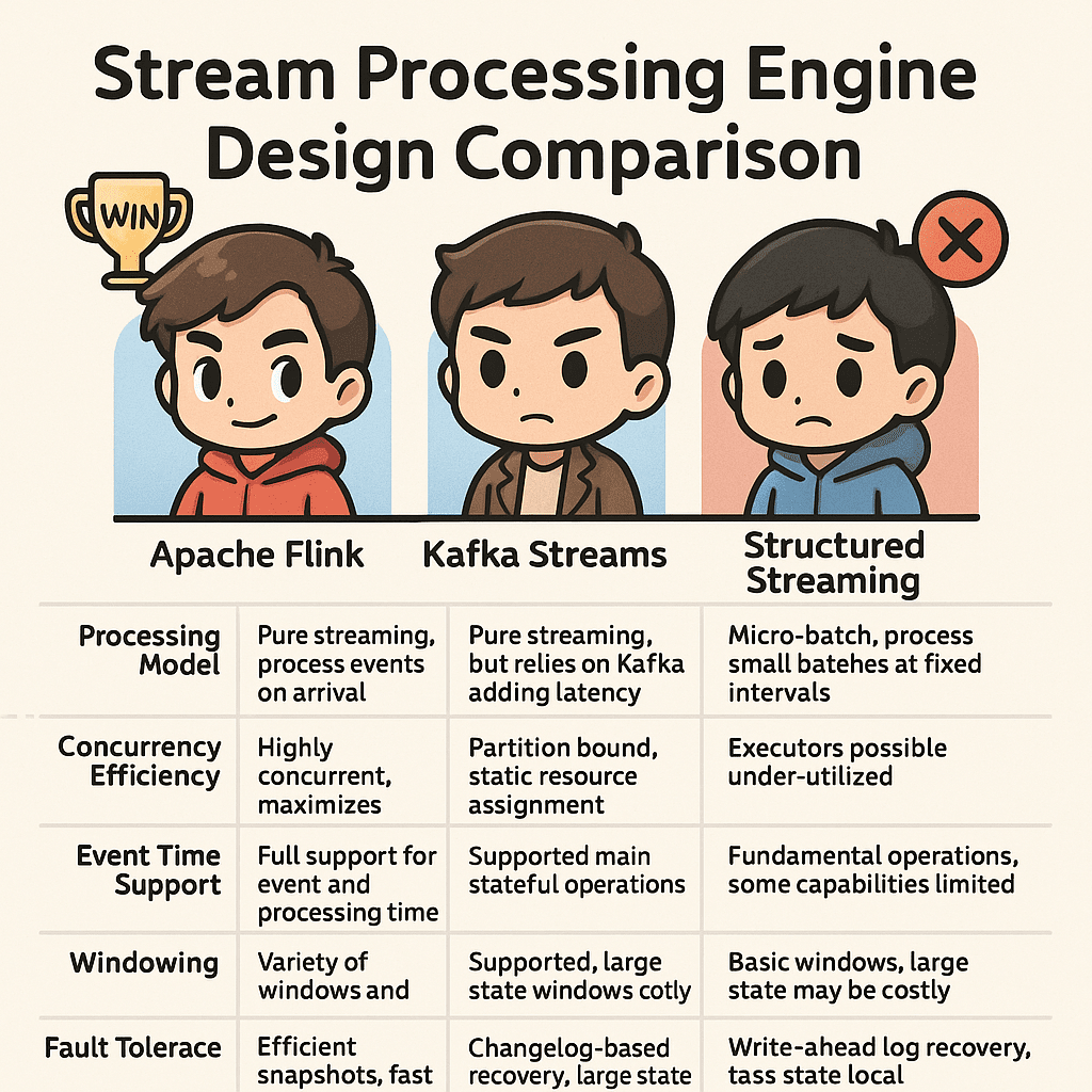 2025年流处理引擎｜卡通图解：Flink vs Kafka Streams vs Spark Structured Streaming - 知乎