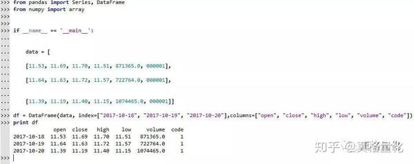 Numpy中的ndarray与pandas的series和dataframe之间的区别与转换 知乎