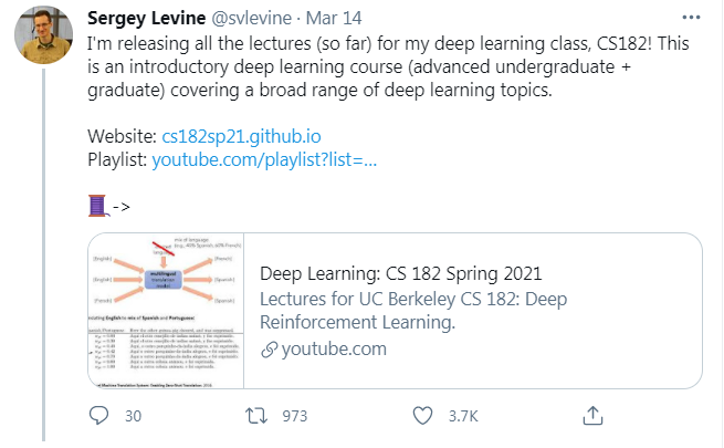 UC伯克利最新深度学习课程上线，强化学习大牛Sergey Levine授课（B站可看） - 知乎