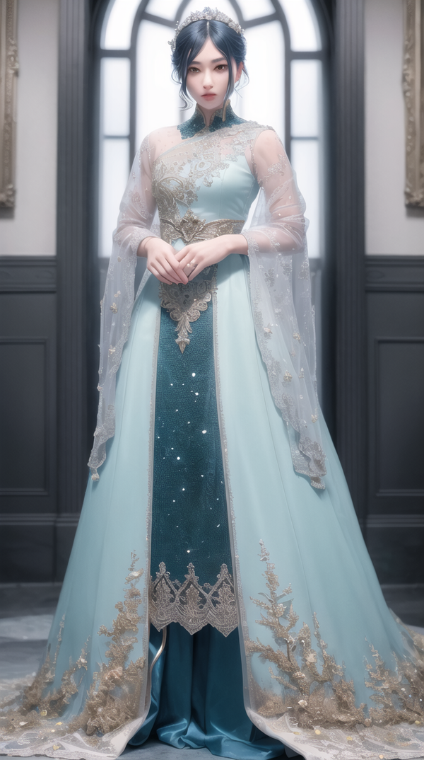 【VegaAI绘画】人工智能艺术画作展示-2023年04月20日（立绘，全身，完整的身体，男性，男人，少年，头发渐变蓝，宝石般蓝绿渐变色眼睛，冷 峻的表情，凌乱的头发，花园，玻璃，泡泡，有很多 ...