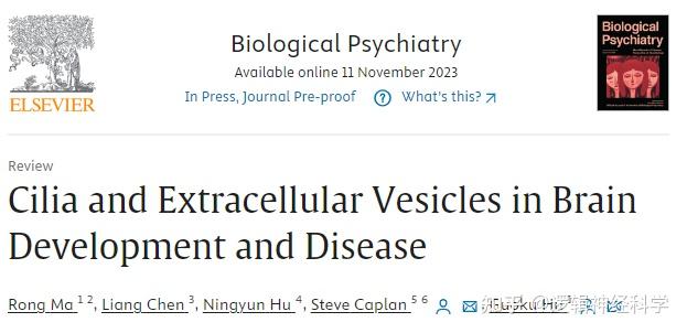 Biol Psychiatry 综述︱美国内布拉斯加大学胡国库/华中科技大学同济医学院马嵘评述初级纤毛和细胞外囊泡在大脑发育和中枢神经系统疾病 ...