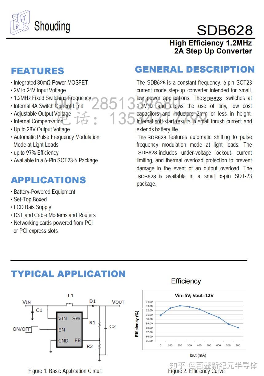 SDB628 高效的1.2MHz 2A升压转换器 - 知乎