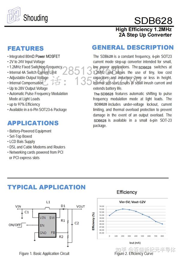 SDB628 高效的1.2MHz 2A升压转换器 - 知乎