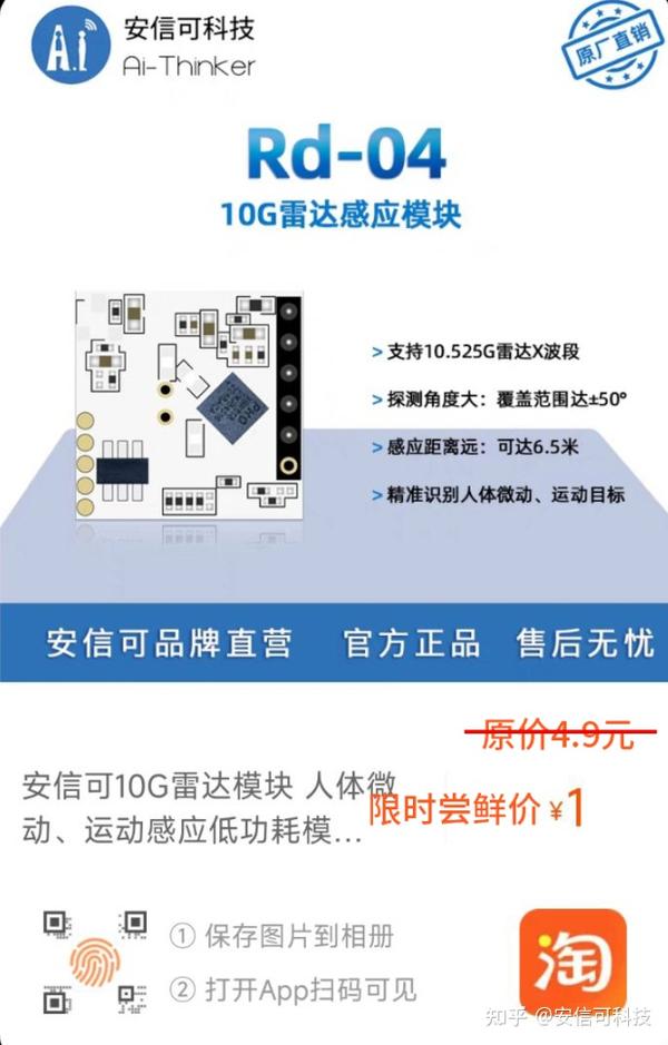 低至1元！安信可推出10G雷达模组Rd-04，支持感应人体微动/运动 - 知乎