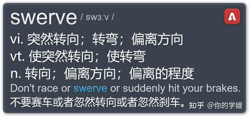 一篇文章讲透雅思核心词swerve，巧用背单词神器，单词记忆不费力 - 知乎