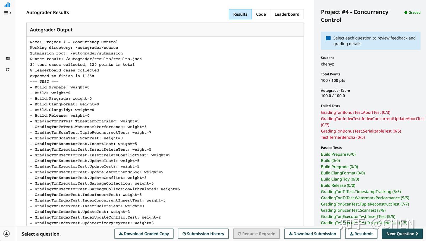 CMU15-445 2023 Fall Project#4 - Concurrency Control - 知乎
