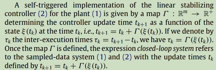 An ISS self-triggered implementation of linear controllers - 知乎