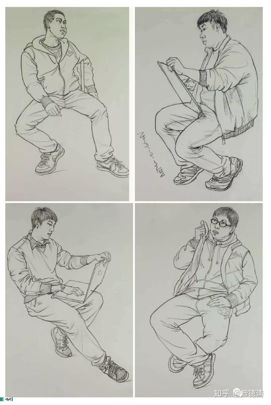 速写 | 线性速写人物动态临摹参考素材图片 - 知乎