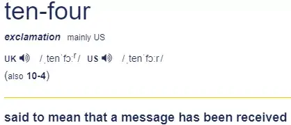 千万别把 ten-four 翻译成了“10-4”！歪果仁表示很无语 ！ - 知乎