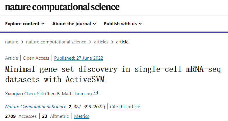 Nat. Com. Sci.｜使用ActiveSVM在单细胞mRNA-seq数据集中发现最小基因集 - 知乎