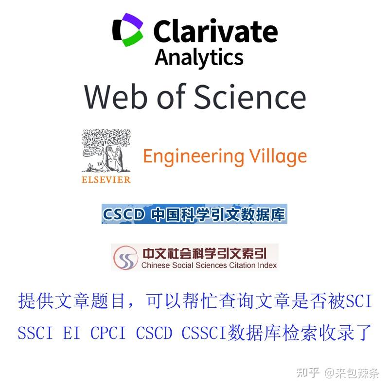 查询文章是否被SCI SSCI EI CPCI CSCD CSSCI数据库检索收录了 - 知乎