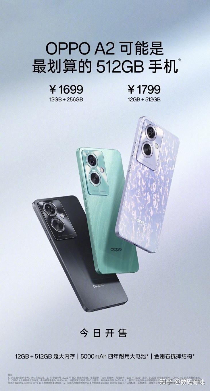 12GB+512GB到手1799元！OPPO A2开售，还有全新质感外观 - 知乎