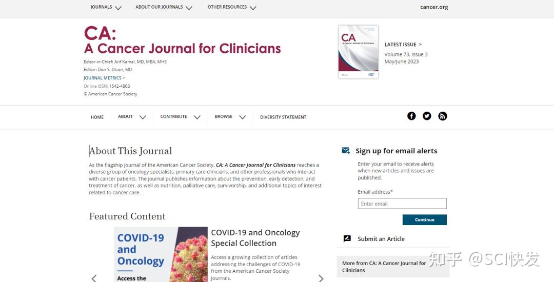 sci快发 | CA-A Cancer Journal for Clinicians：影响因子超高，肿瘤学TOP1期刊！ - 知乎