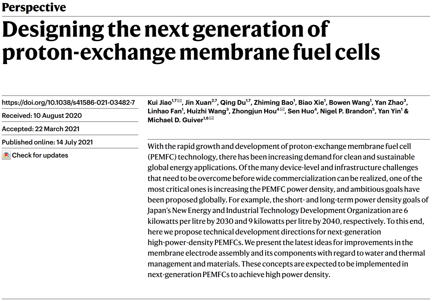 Nature: 下一代质子膜燃料电池的设计 - 知乎