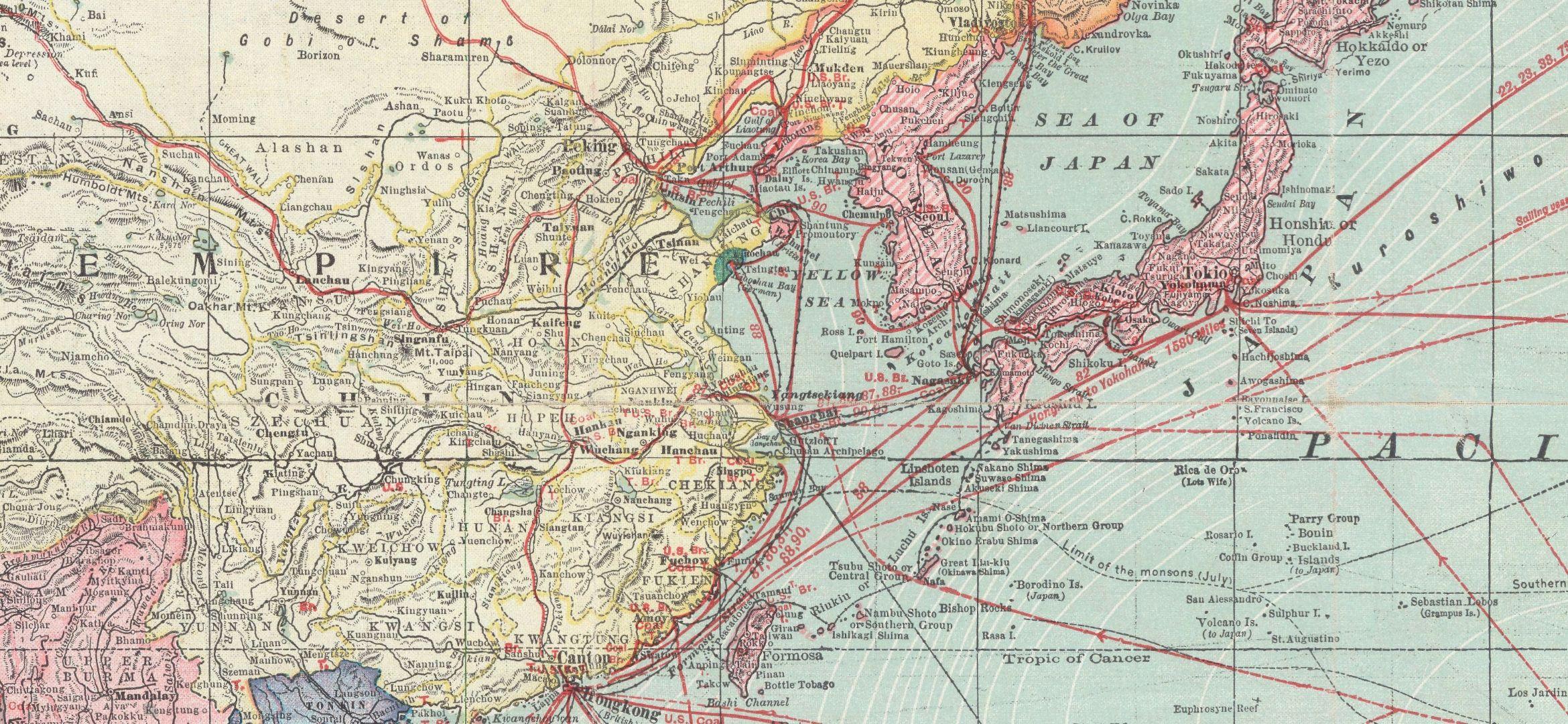 1910年世界地图，两张（Scarborough's map of the world,1910）：殖民领、势力范围、主要航线 - 知乎