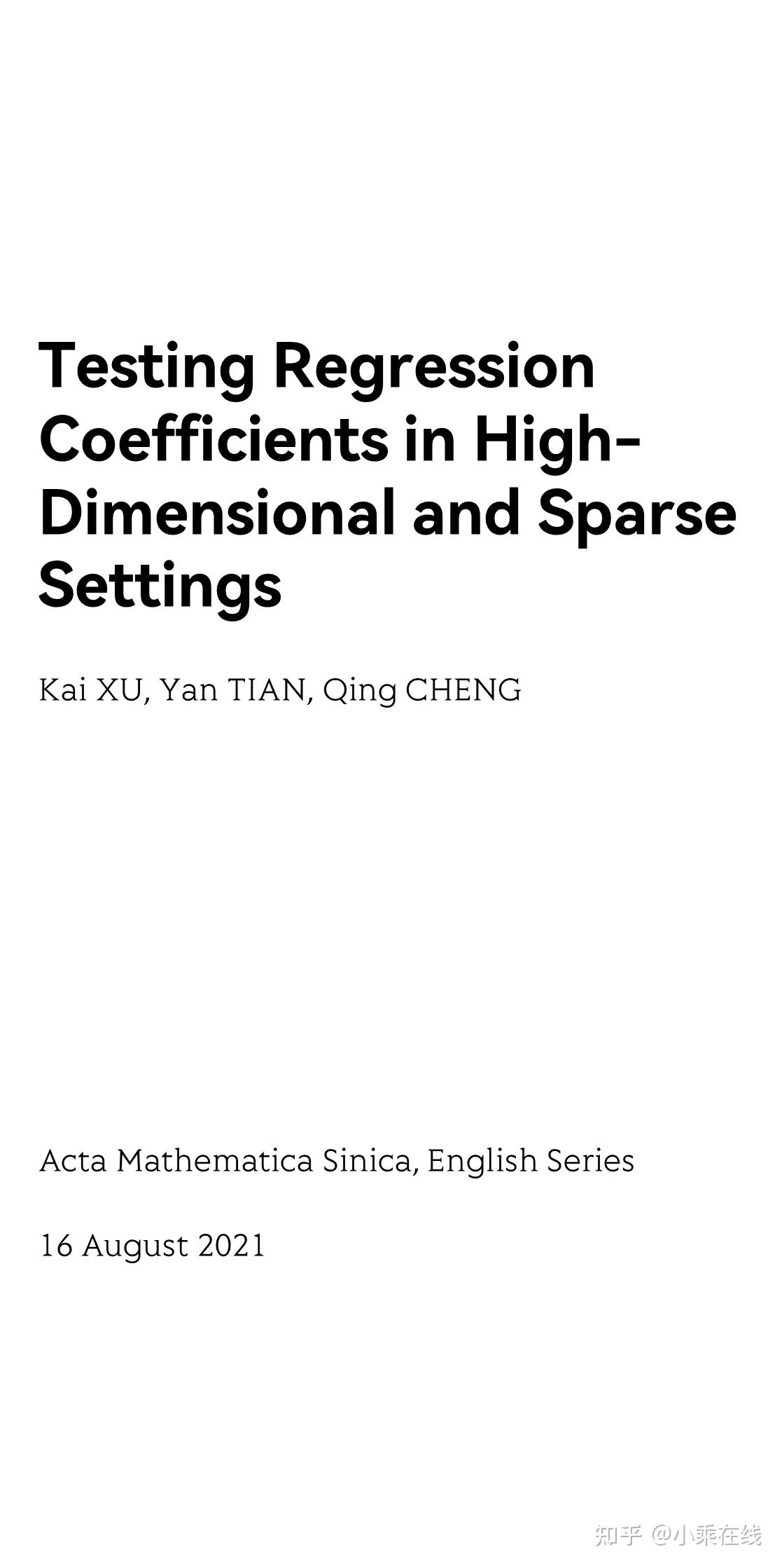 Testing Regression Coefficients in High-Dimensional and Sparse Settings ...