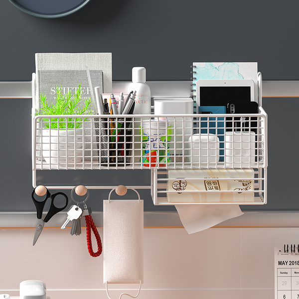 办公室桌面收纳筐书桌整理置物架工位收纳神器桌上杂物壁挂式收纳 - 知乎