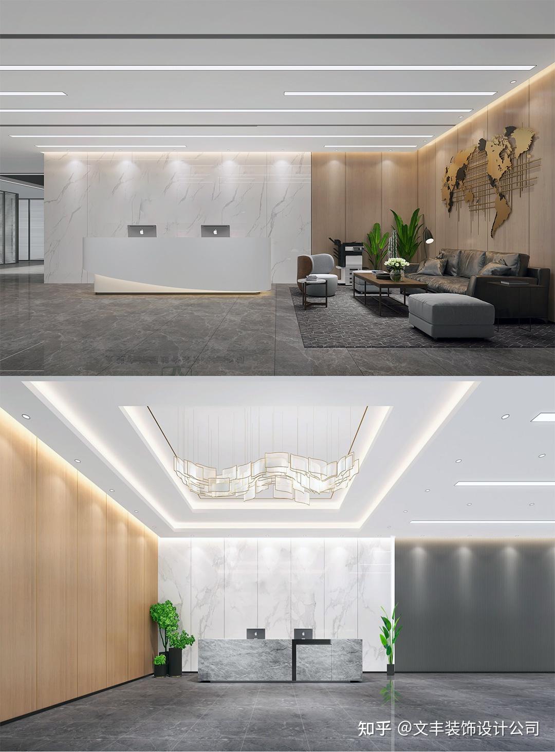 现代办公室前台设计效果图-企业前厅装修布局合集 - 知乎