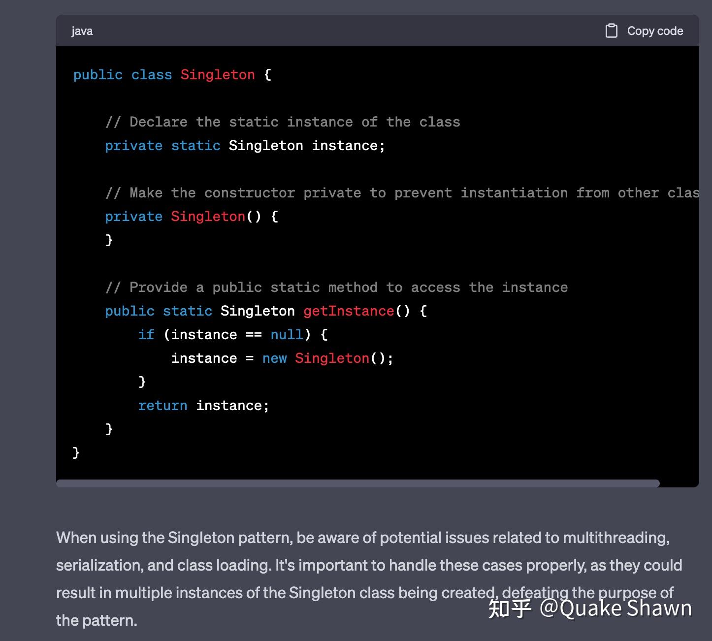 使用ChatGPT学习之设计模式之路（Singleton-1) - 知乎