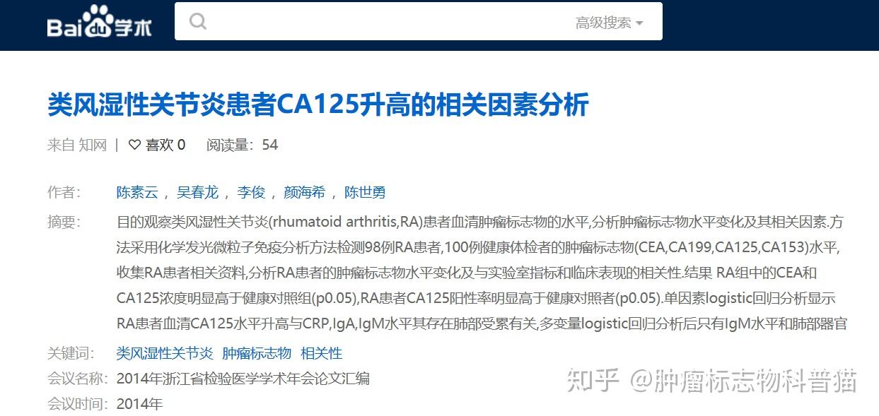 肿瘤标志物科普系列--CA125升高原因分析 - 知乎