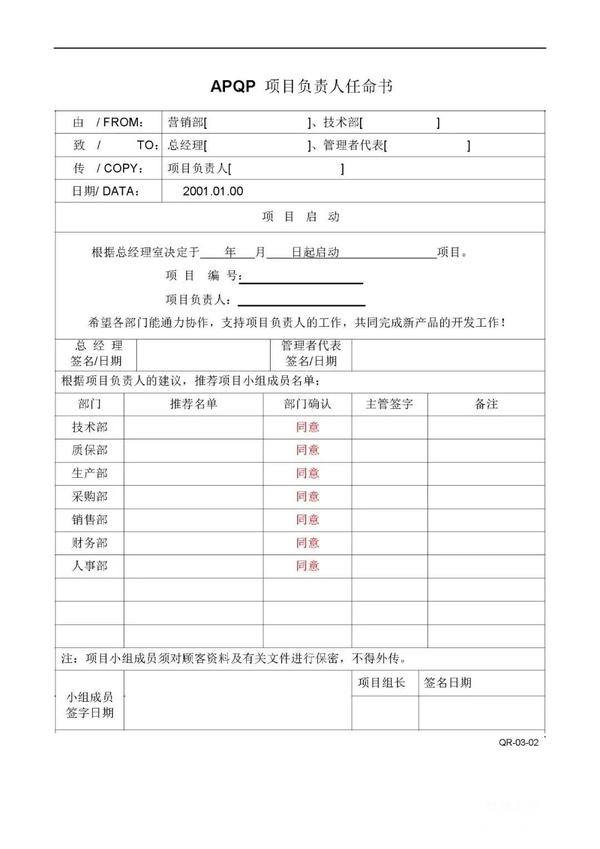 【项目管理】APQP全套表格-表单模板Word - 知乎