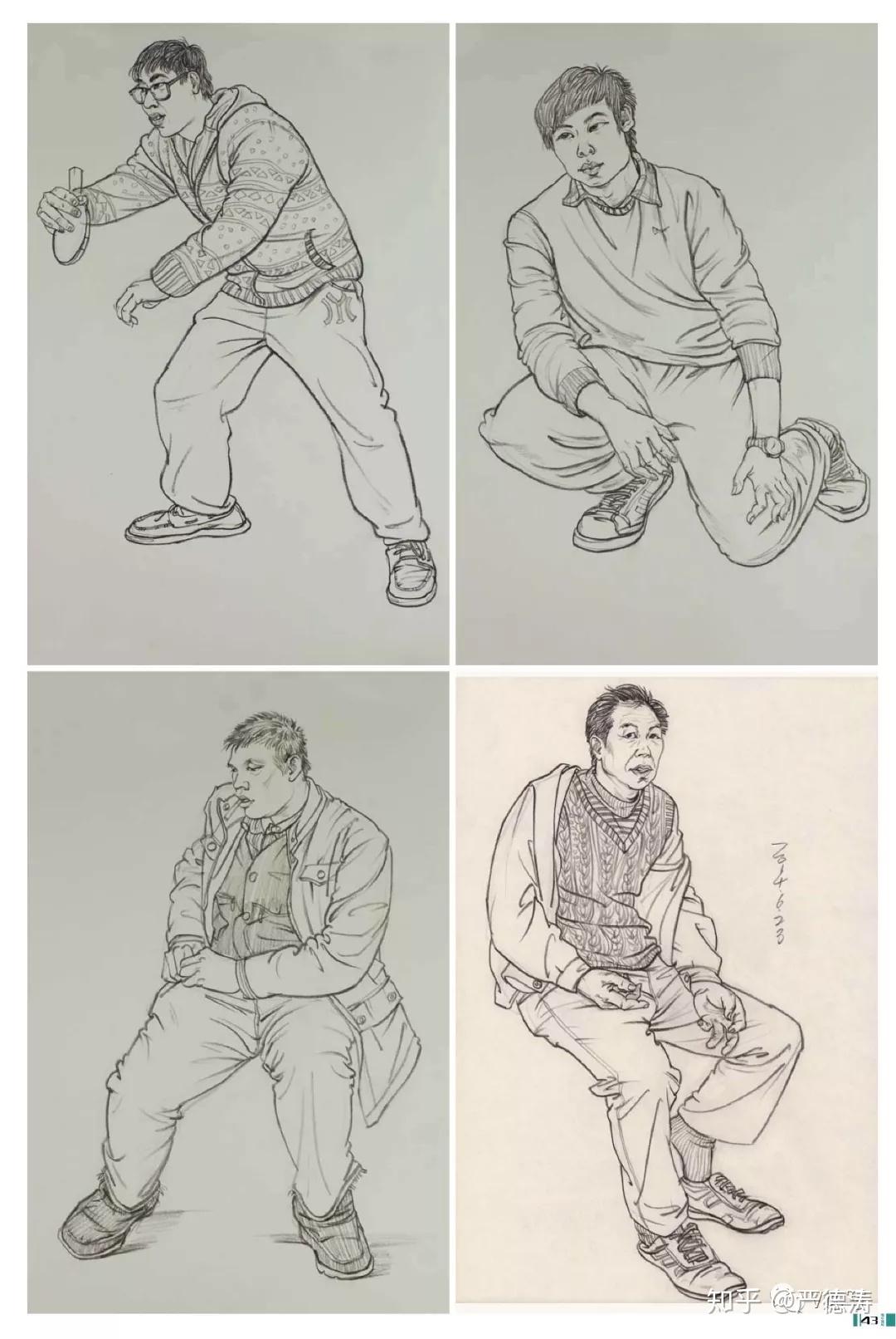 速写 | 线性速写人物动态临摹参考素材图片 - 知乎