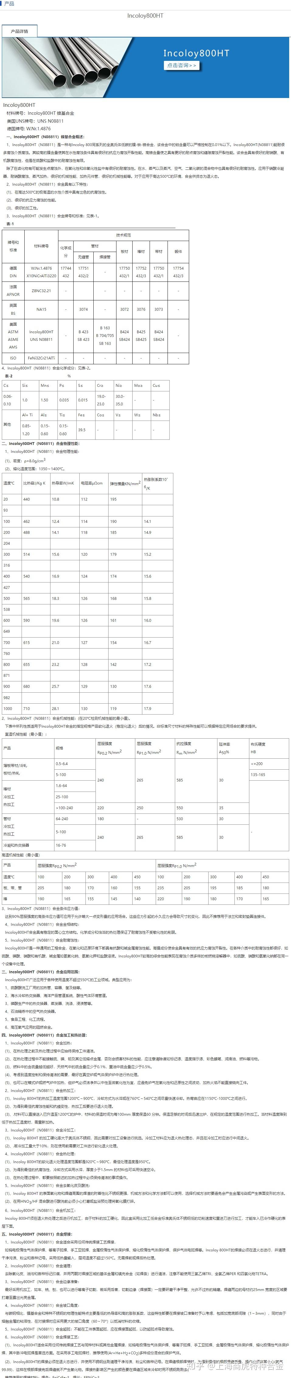 镍基合金800ht不锈钢板技术参数标准 - 知乎