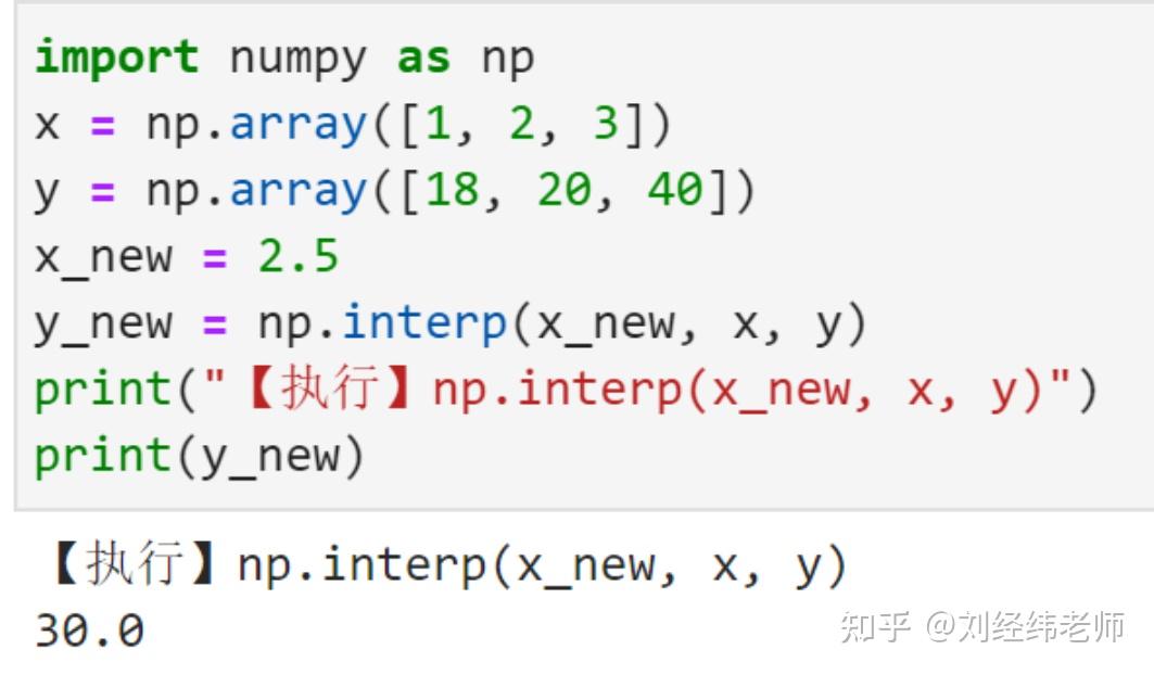 采用线性插值的方法 在n个坐标点的基础上 准备添加一个坐标点p 根据给出p的横坐标 计算出p的纵坐标 np.interp() - 知乎