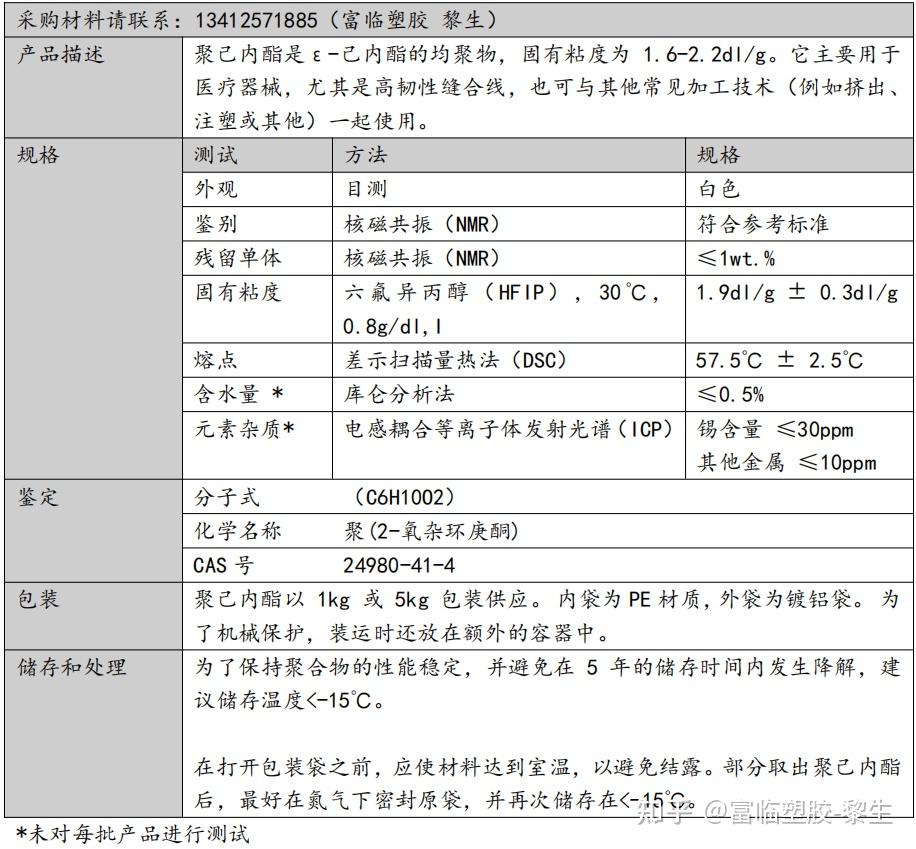 可吸收聚合物：医用级聚己内酯（PCL）；和医疗级可吸收单体 - 知乎