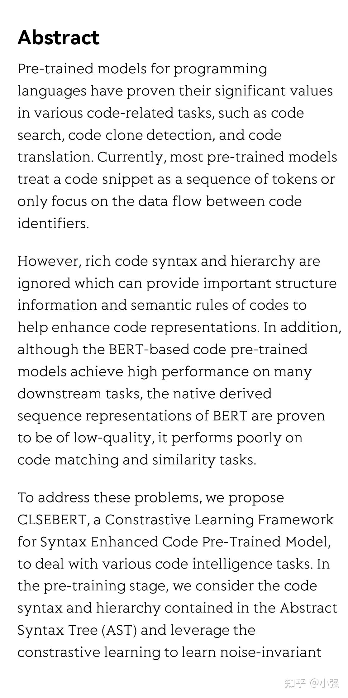 CLSEBERT: Contrastive Learning for Syntax Enhanced Code Pre-Trained Model - 知乎