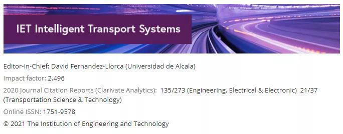 影响因子稳定上升的智能交通系统领域优刊IET Intelligent Transport Systems，快来了解！ - 知乎