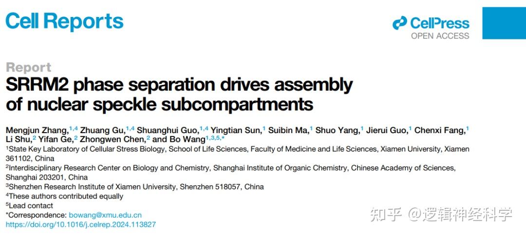 Cell Reports︱厦门大学王波团队揭示SRRM2通过相分离促进核斑组装的机制 - 知乎