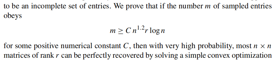 Exact Matrix Completion via Convex Optimization - 知乎