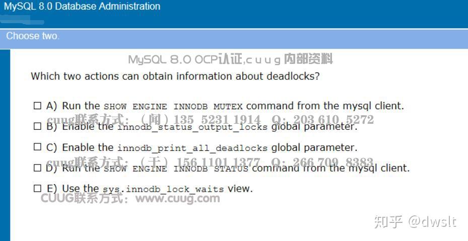 MySQL 8.0 OCP认证考试题库最新整理，cuug内部考试原题 - 知乎