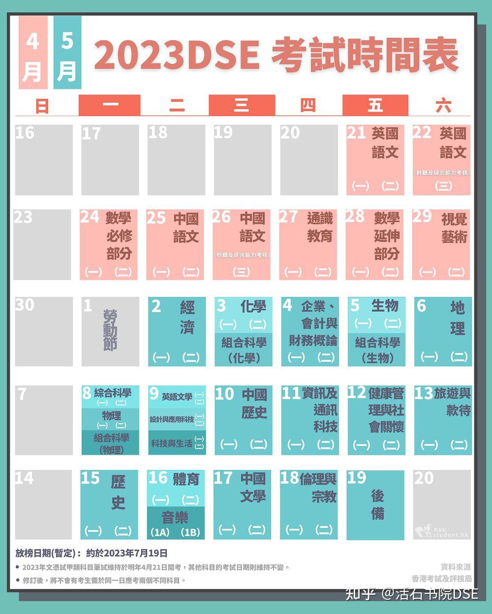 2023DSE考试时间表再更新！一文理清最新考试安排！ - 知乎