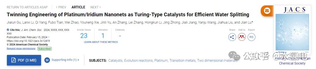 城大JACS：孪生Pt/Ir纳米网图灵型高效水分解催化剂 - 知乎