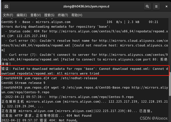 解决：Failed to download metadata for repo ‘base‘ - 知乎
