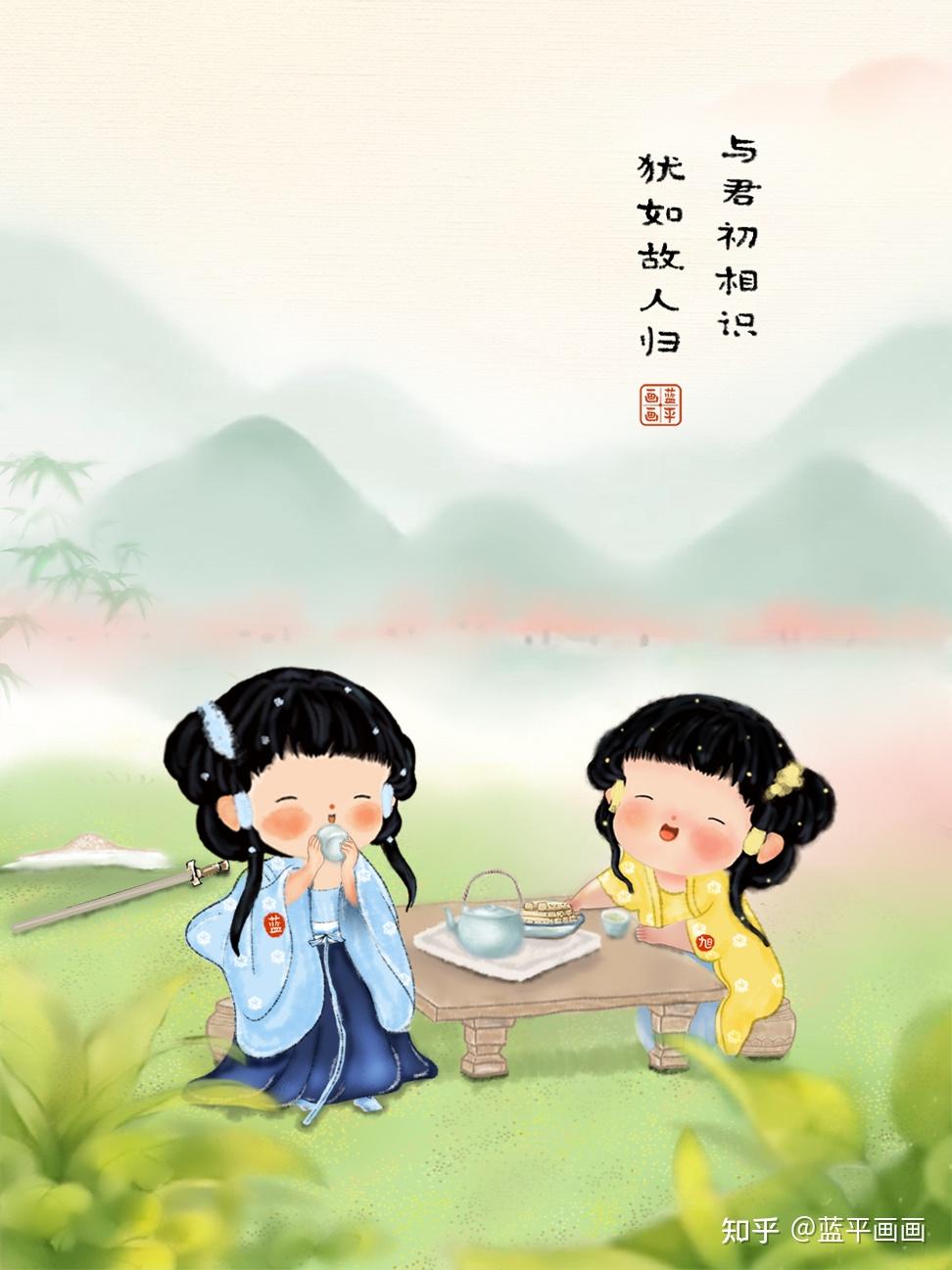 蓝平画画：高山流水遇知音，彩云追月得知己 知乎