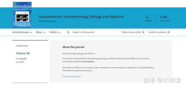 sci快发 | Nanomedicine: NBM：JCR2区，国人发文量第二，自引率低 - 知乎