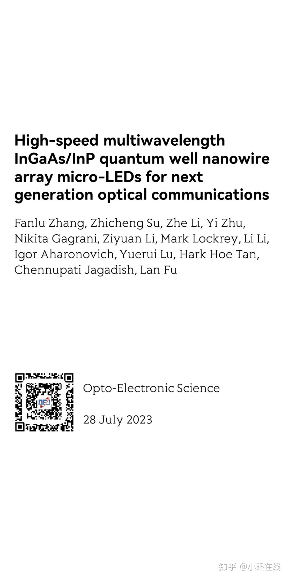 High-speed multiwavelength InGaAs/InP quantum well nanowire array micro ...